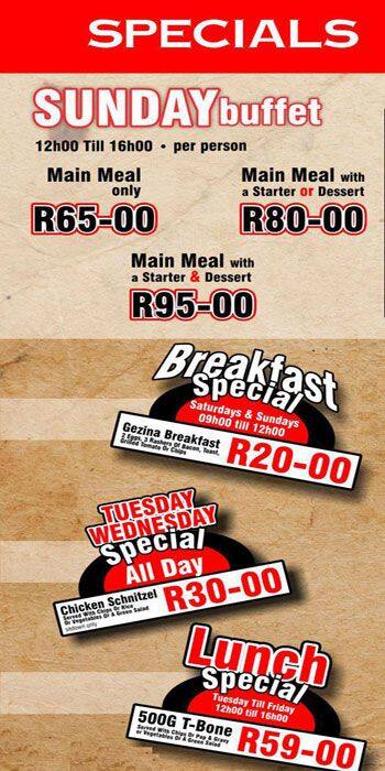 Menu at Die Wit Huis restaurant, Pretoria