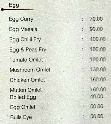 Menu at Ceylon Bake House, Kochi, Monastry Road