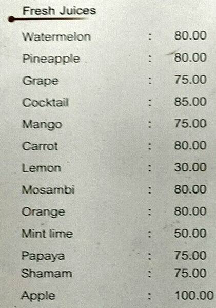 Menu at Ceylon Bake House, Kochi, Monastry Road
