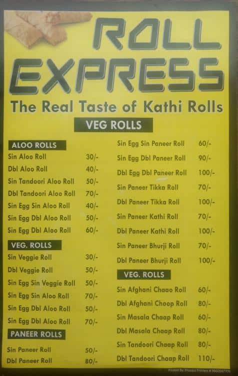 Roll Express Menu, Menu for Roll Express, Mansarovar, Jaipur - Zomato