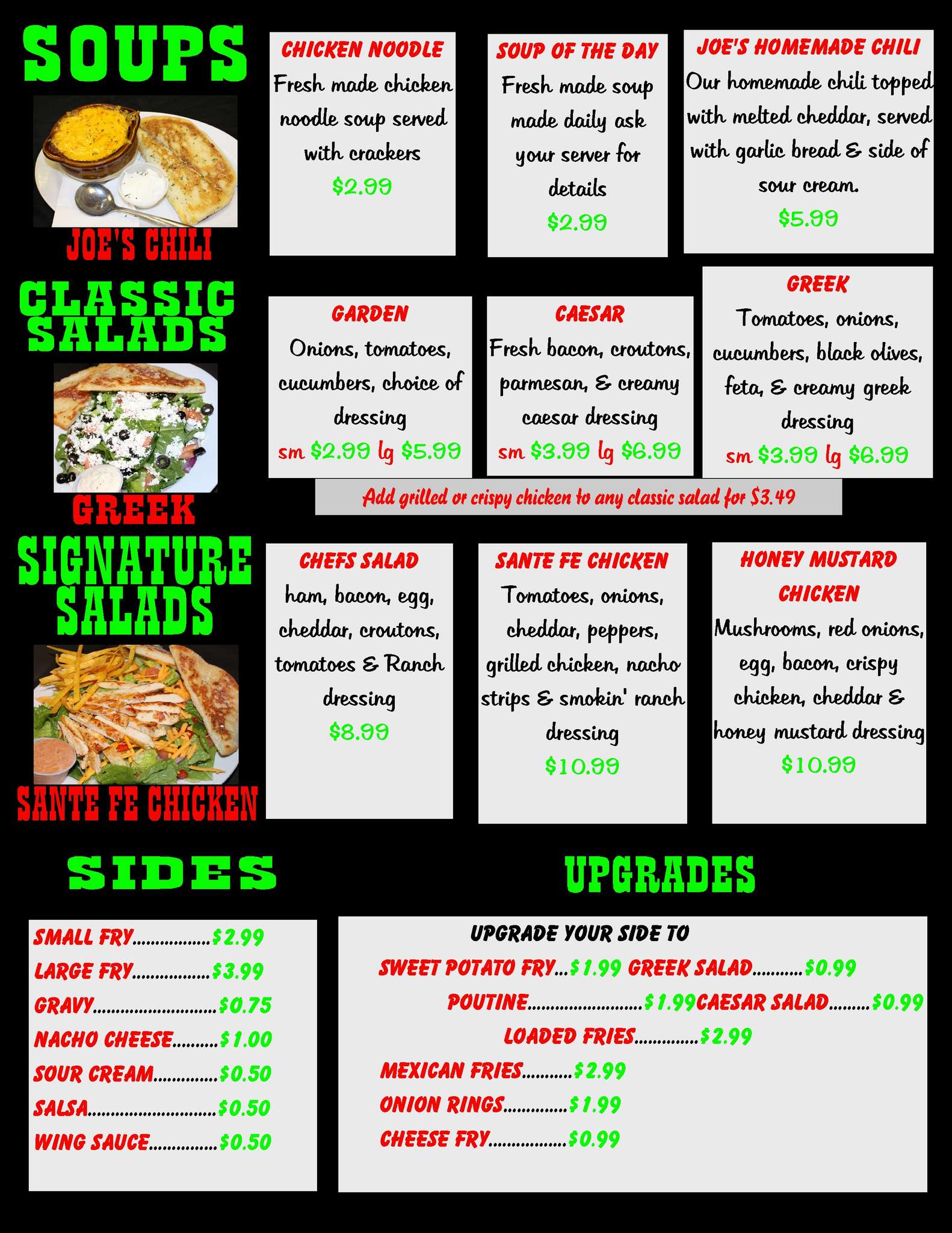 Menu at Joe Schmoe's Eats N Drinks restaurant, LaSalle