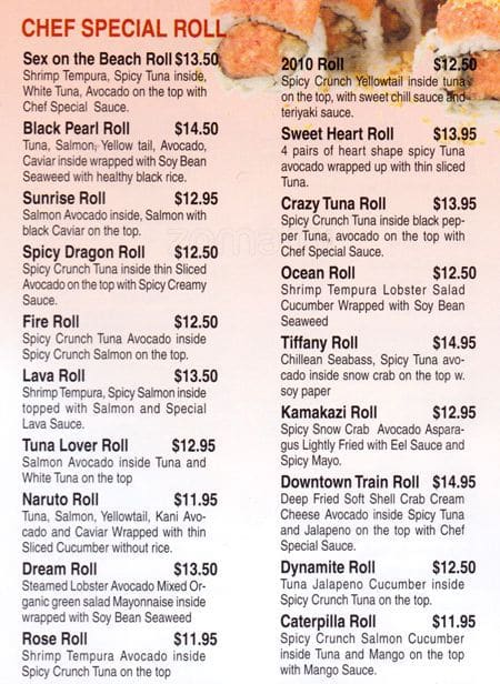 Menu at Yama restaurant, New York City, 122 E 17th St