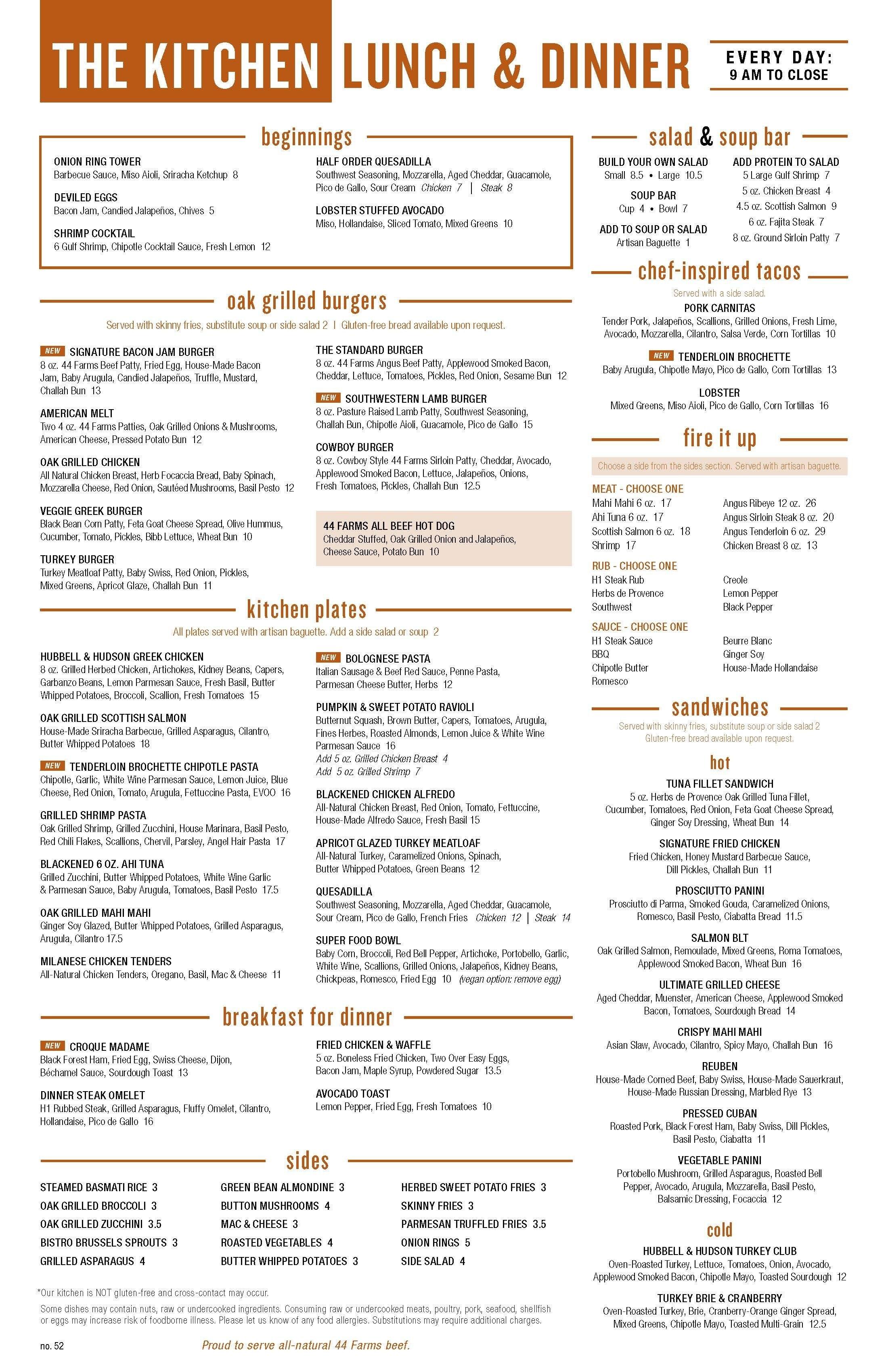 Menu at Hubble & Hudson Kitchen, Houston