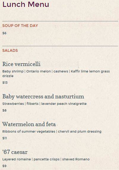 Menu at Bistro '67 restaurant, Whitby