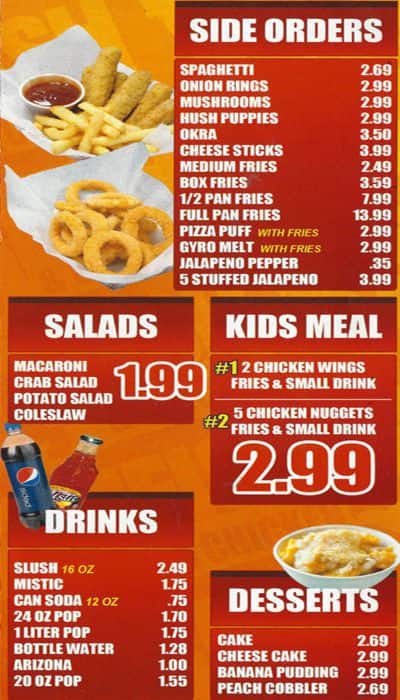Menu at J & J Fish & Chicken restaurant, Chicago, S Holland Rd