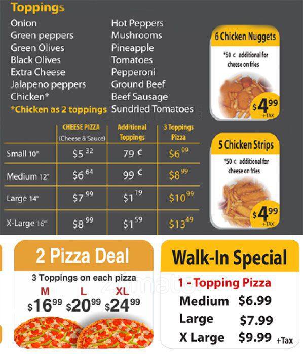 Menu at Pizza Pop pizzeria, Mississauga, The Collegeway