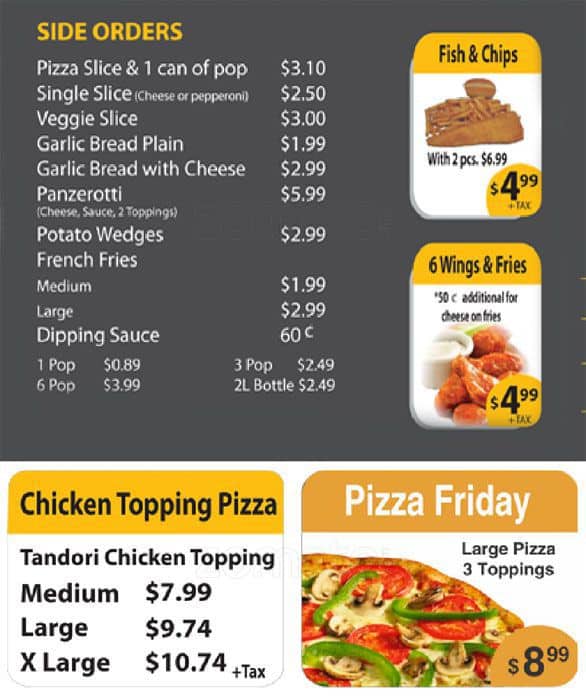 Menu at Pizza Pop pizzeria, Mississauga, The Collegeway
