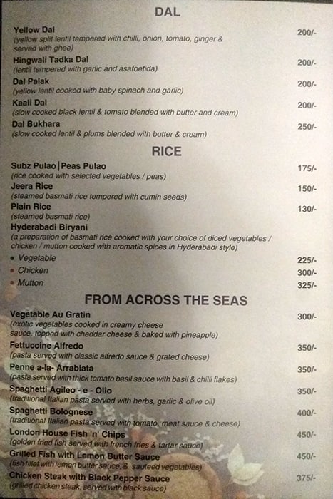 Menu at MPT Tansen Residency, Gwalior