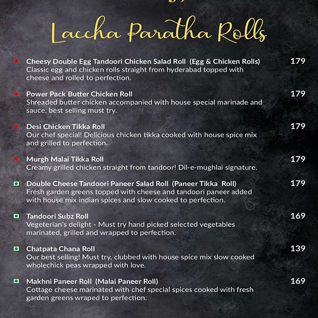 Menu at dil-e-mughlai, Bhubaneswar