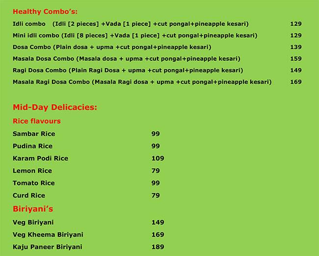 Menu at Idli Street, Hyderabad, House 4-19-4