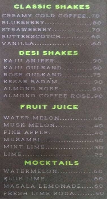 Menu at Cafe Frappe, Mysuru, Shop 16