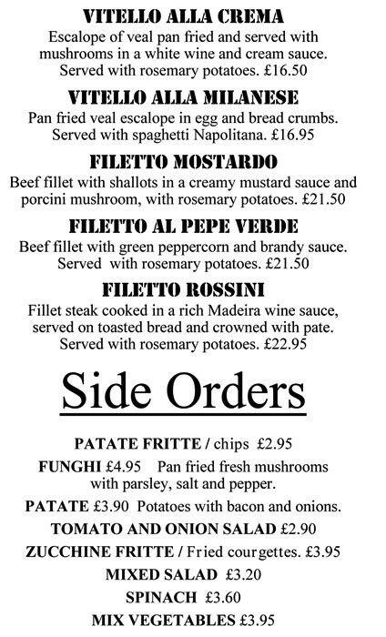 Menu at Caffe Di Milano restaurant, Birmingham, The Arcadian