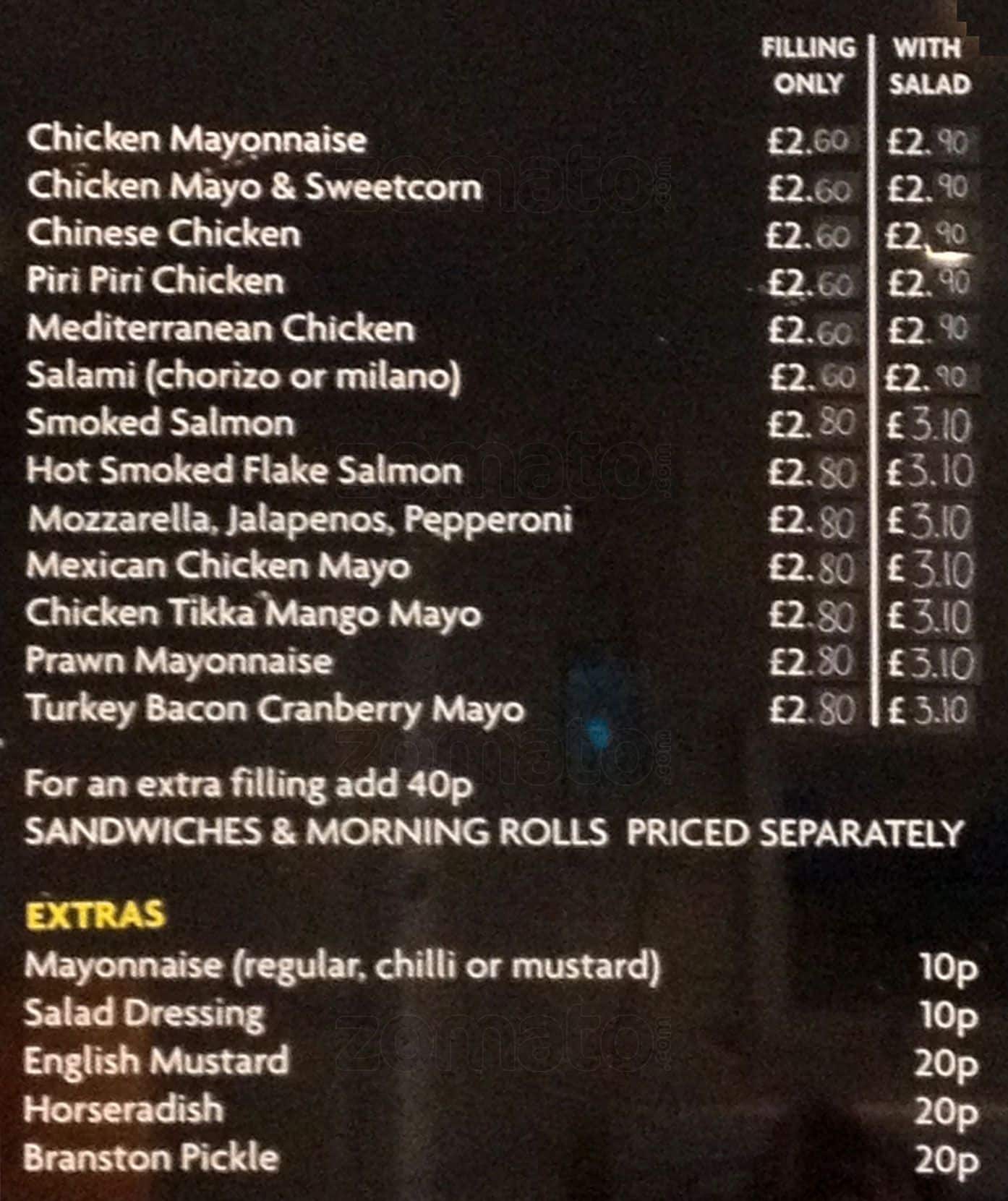 Menu at Scooby's fast food, Edinburgh