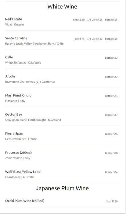 Menu at Grasshopper Cafe, Toronto, 310 College St