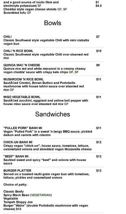 Menu at Grasshopper Cafe, Toronto, 310 College St