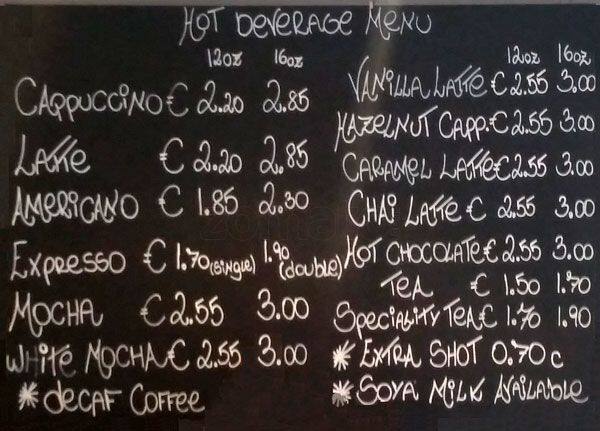 Menu at Cafe Togo, Dublin, Atrium Facilities Building