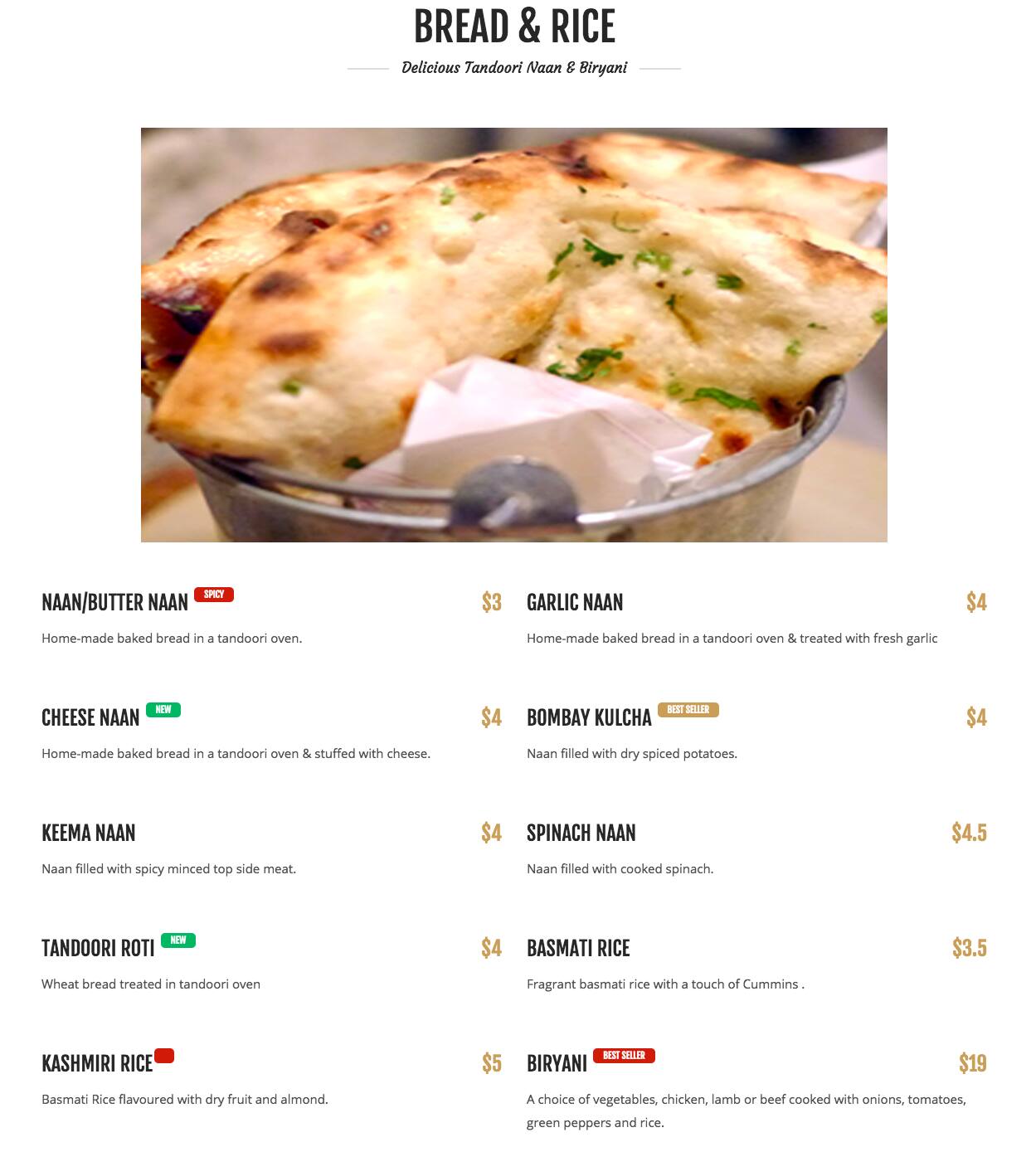 Menu at One Mb Restaurant (British Indian Cuisine), Potts Point, 2/95 ...