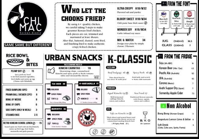 Chimac Menu, Menu for Chimac, West Melbourne, Melbourne - Urbanspoon/Zomato