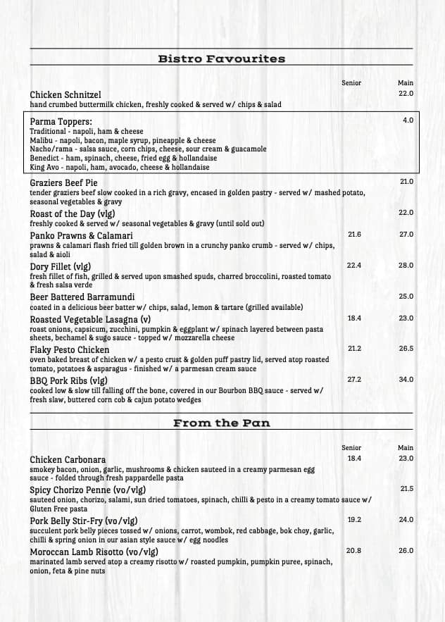 Menu at Royal FTG Hotel restaurant, Ferntree Gully