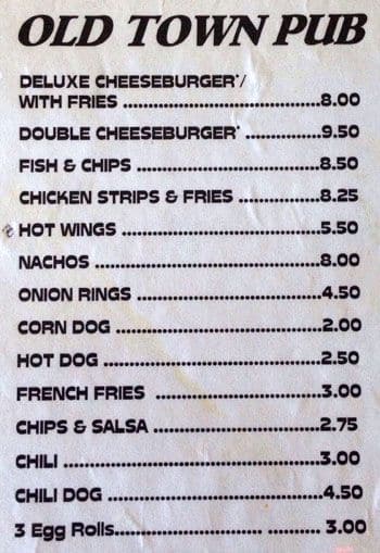 Old Town Tavern Menu, Menu for Old Town Tavern, Silverdale, Silverdale ...