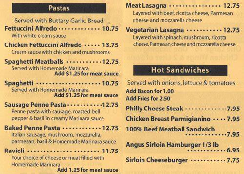 Menu at Vienna Pizzeria, San Bruno