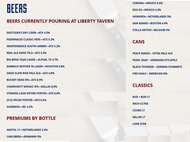 Liberty Tavern - Hilton Downtown Menu - Urbanspoon/Zomato