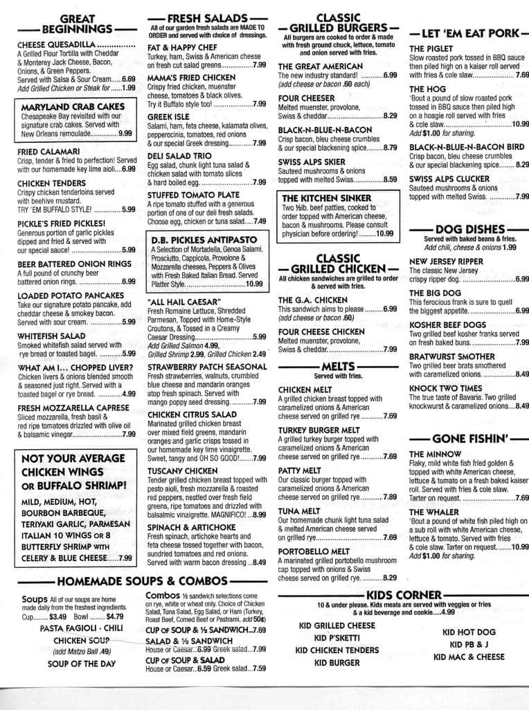 Menu at DB Pickles fast food, Ormond Beach