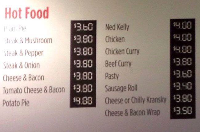 Menu at SUNSHINE BAKERY, Ingle Farm