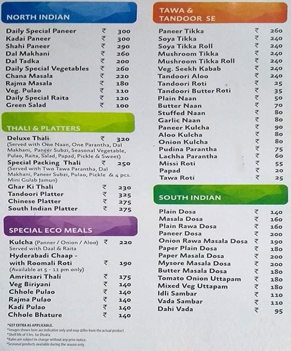 Menu at Bikanervala, Neemrana