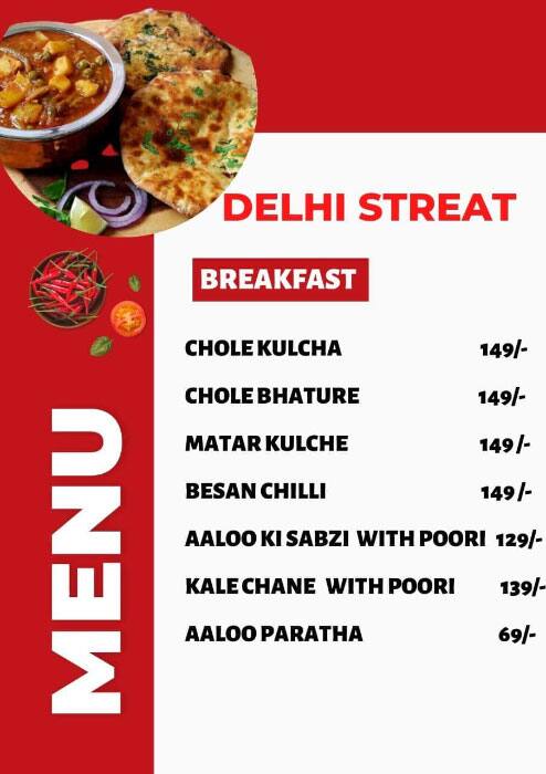 Menu of Delhi Streat, Jayanagar, Bangalore