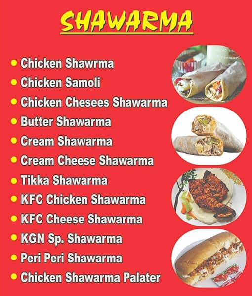Menu at KGN CHICKEN SHAWARMA, Ahmedabad, Noora bara handi