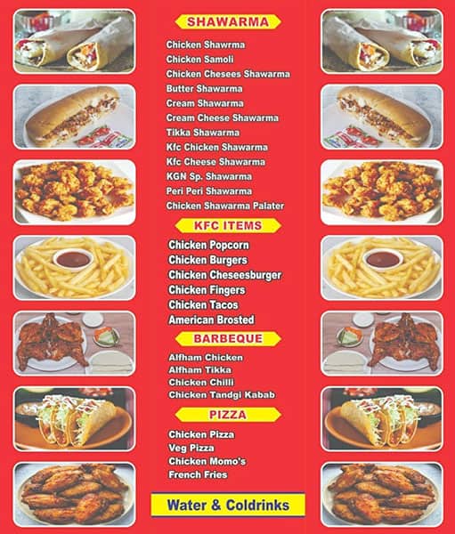 Menu at KGN CHICKEN SHAWARMA, Ahmedabad, Noora bara handi