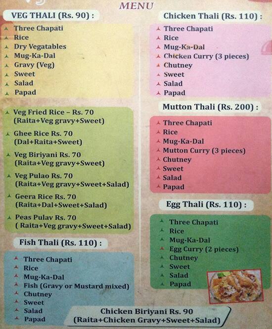 Menu at North Indian And Bengali Mess, Bengaluru, Door No 183