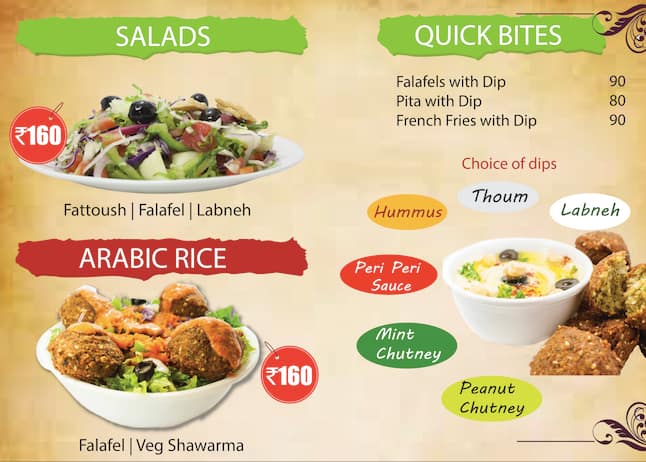 Menu at Falafel Factory, Bengaluru, WJHM+X8P