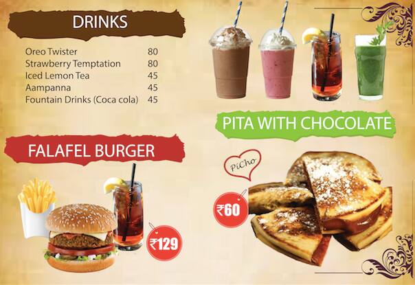 Menu at Falafel Factory, Bengaluru, WJHM+X8P