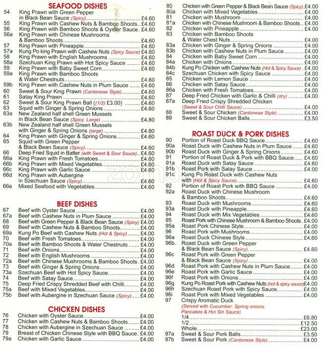 Menu at Wings Welcome restaurant, London