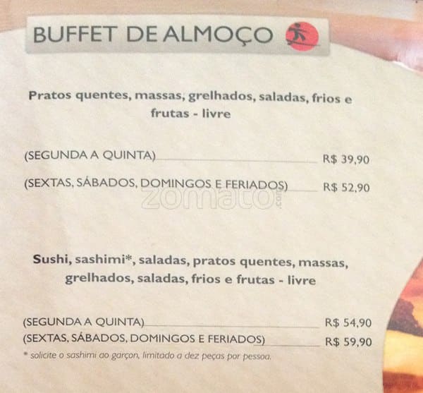 Menu at Surf Bar, Brasília, Pontão Lago Sul