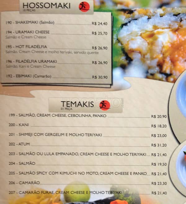 Menu at Surf Bar, Brasília, Pontão Lago Sul