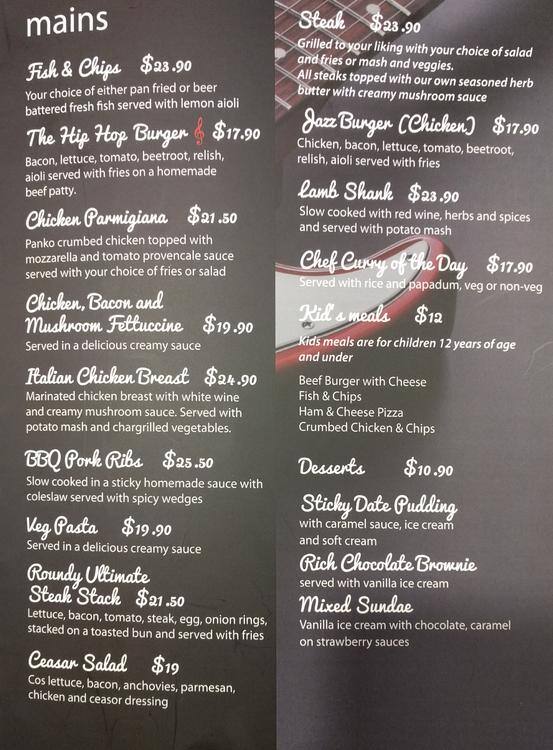 Menu at Roundabout Bar & Brasserie, Auckland