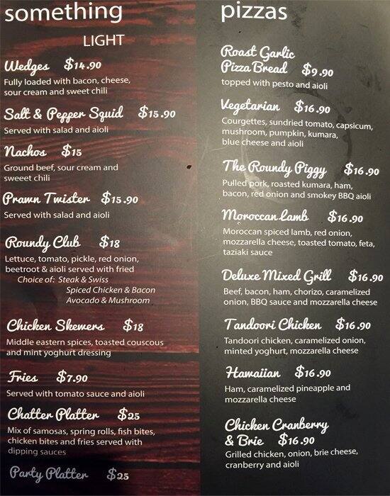 The Roundabout Bar Menu, Menu for The Roundabout Bar, Royal Oak ...