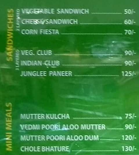 Menu at Gwalia, Ahmedabad, 1