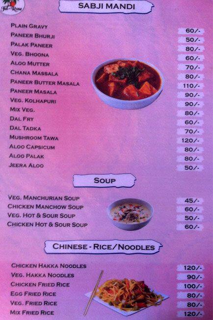 Menu at Jul-Rose Restaurant And Bar, Margao