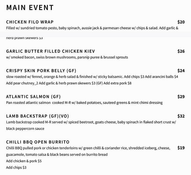 Menu at Hilton Hotel MyBar, Hilton, 264 South Rd