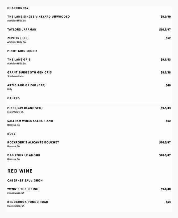 Menu at Hilton Hotel MyBar, Hilton, 264 South Rd