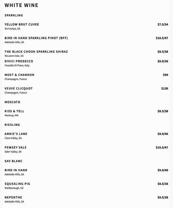 Menu at Hilton Hotel MyBar, Hilton, 264 South Rd