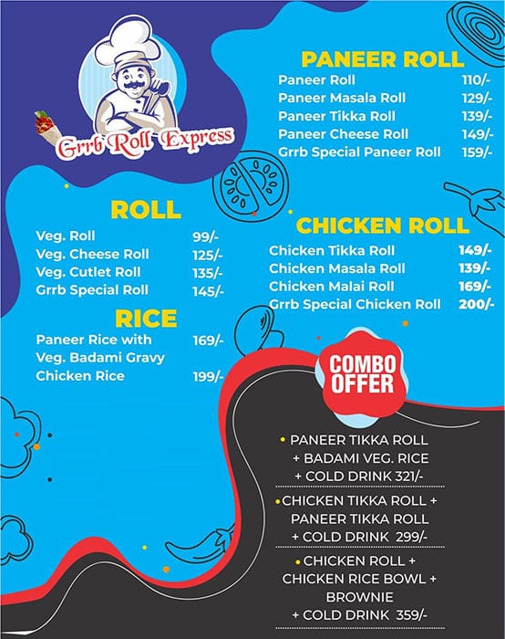 Menu of Grrb Roll Express, Kandivali West, Mumbai