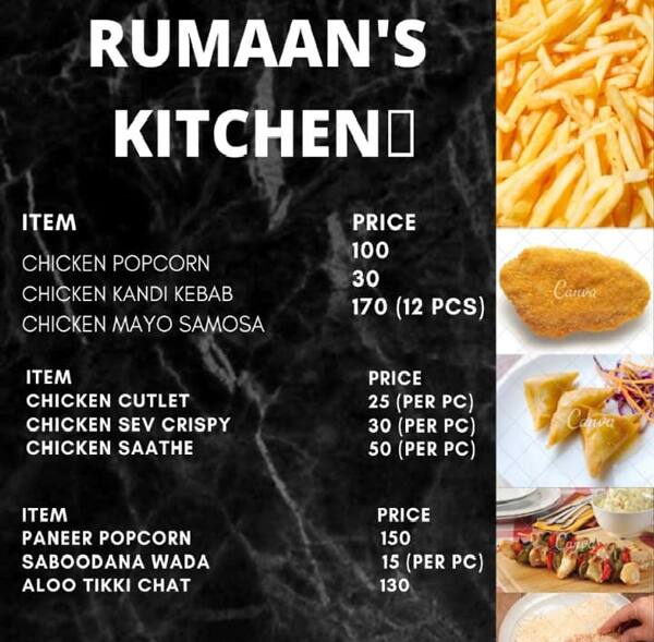 Menu of Rumaan's Kitchen, Mohammad Ali Road, Mumbai