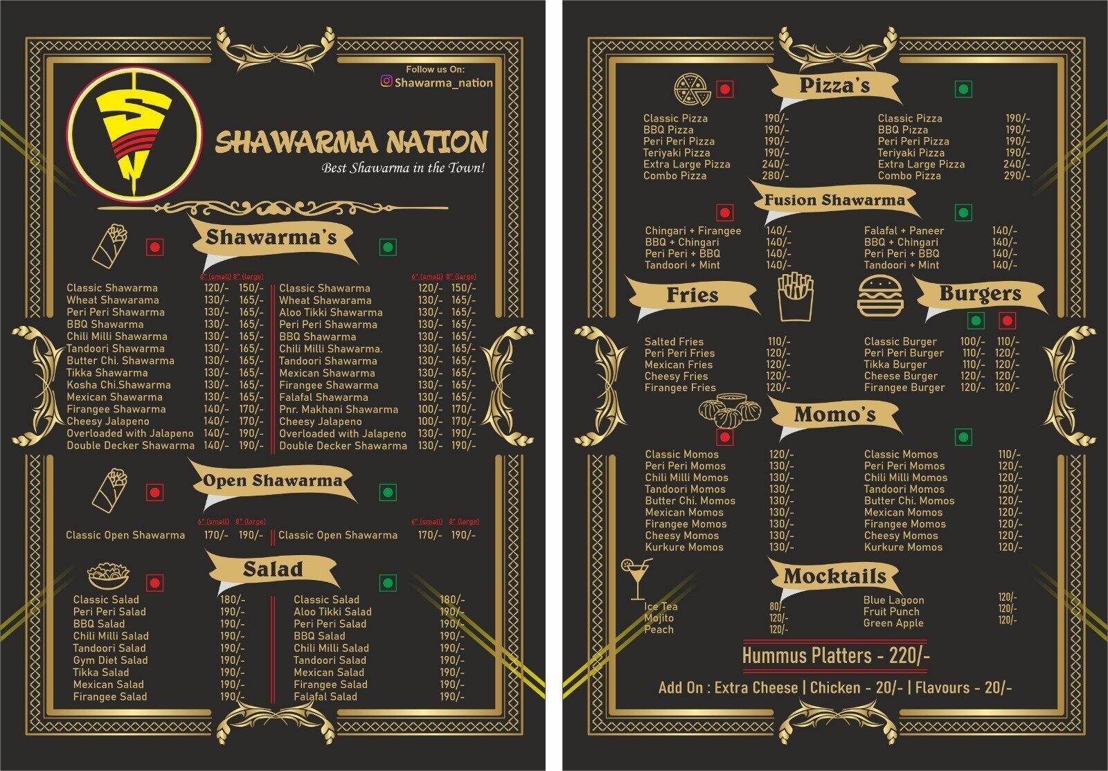 Menu of Shawarma Nation, Boisar, Mumbai