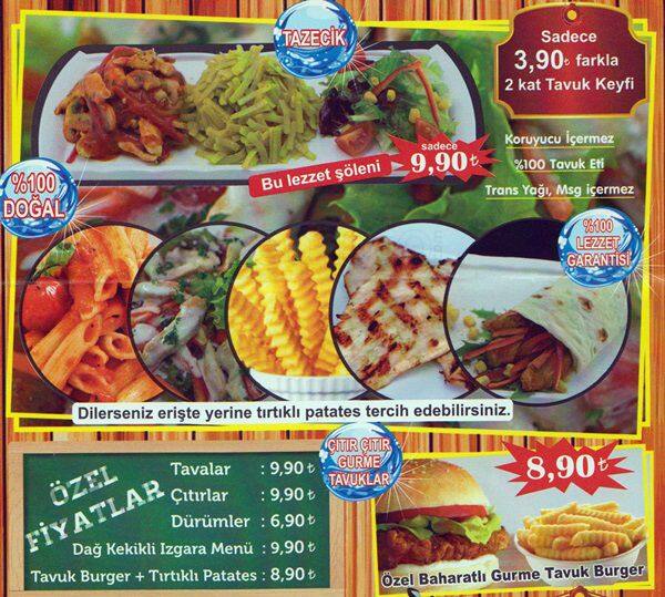 Menu at Tavuk Sanatı, Istanbul, İskele Cd. 21/A