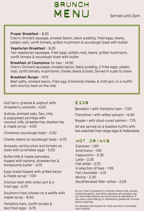 Menu at The Garden Gate Hampstead pub & bar, London